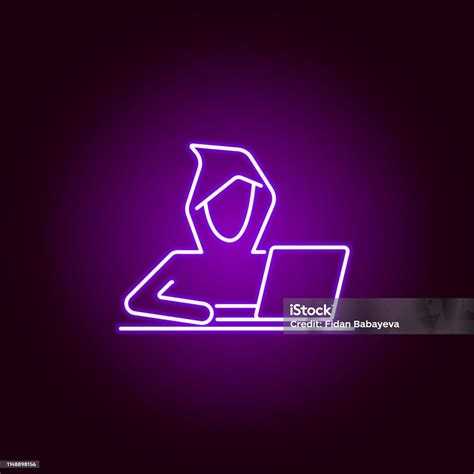 Hacker Hack Icon In Neon Style Can Be Used For Web Logo Mobile App Ui Ux Stock Illustration