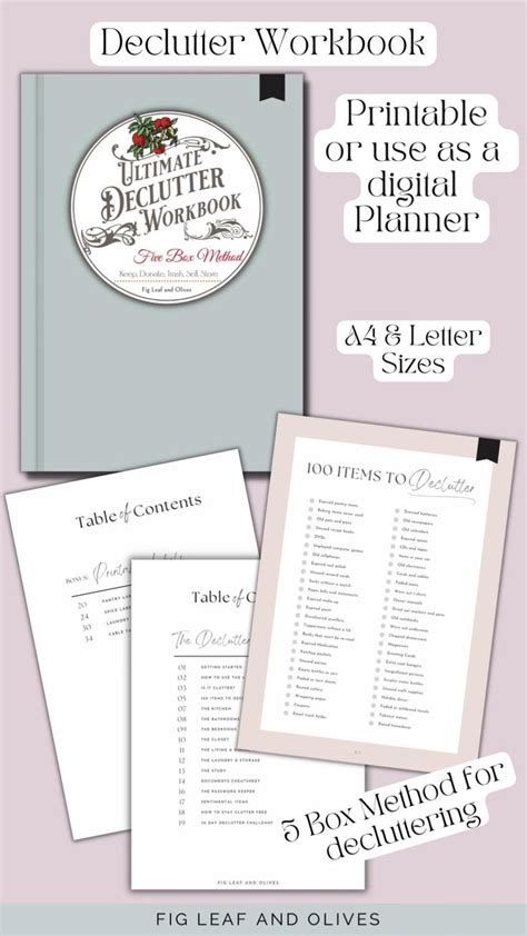New Declutter Workbook For 2024 Cleaning Closet Fig Leaves Laundry