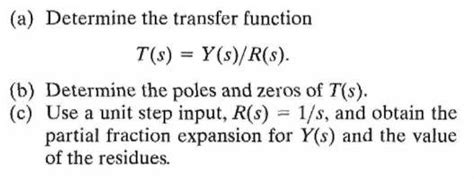 solved a determine the transfer function t s y s r s