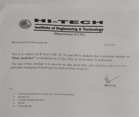 Technical Seminar On Data Analytics Hiet