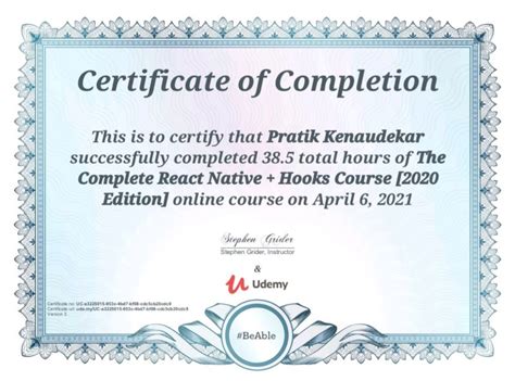 Pratik Kenaudekar On Linkedin Completion Of The Complete React Native