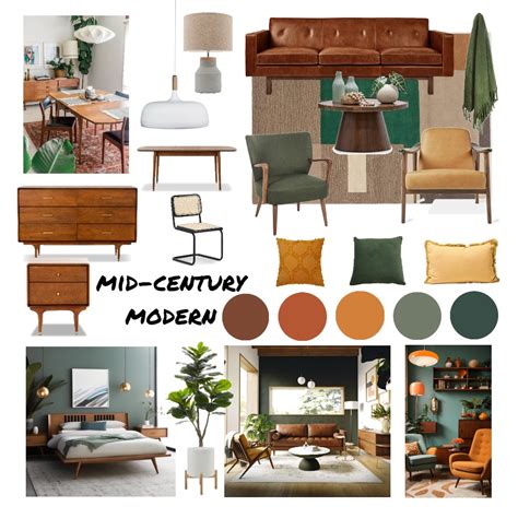 Mid Century Modern Mood Board Interior Design Mood Board By Starletta