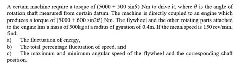 Solved A Certain Machine Require A Torque Of Chegg