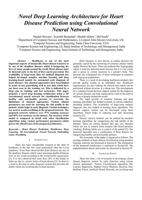 Novel Deep Learning Architecture For Heart Disease Prediction Using Convolutional Neural Network