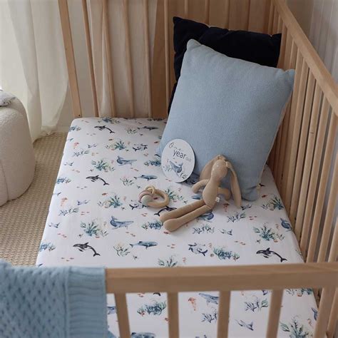 Ocean Organic Fitted Cot Sheet Snuggle Hunny