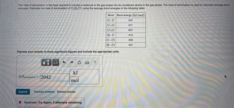Solved The Heat Of Atomization Is The Heat Required To