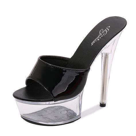 Mclubgirl Summer Women Shoes Patent Leather 15cm Super High Heels Sexy