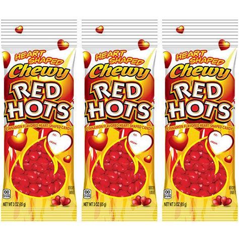 Chewy Red Hots Candy Hearts Snack Packs 16 Piece Display Bestcandyshop
