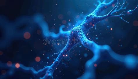 Abstract Blue Neural Network Fibers Glowing Nodes Bright Digital Glowing Stock Illustration