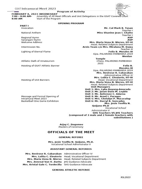 Intrams 2023 Program Pdf Referee Games Of Physical Skill