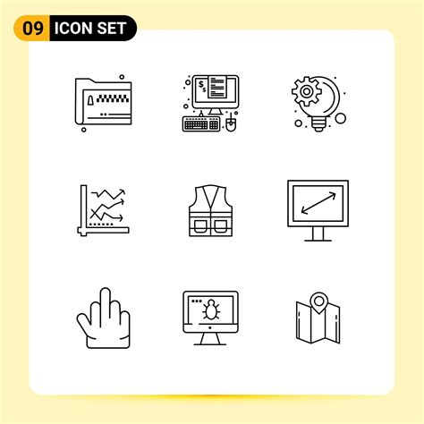 9 Thematic Vector Outlines And Editable Symbols Of Chart Analytic