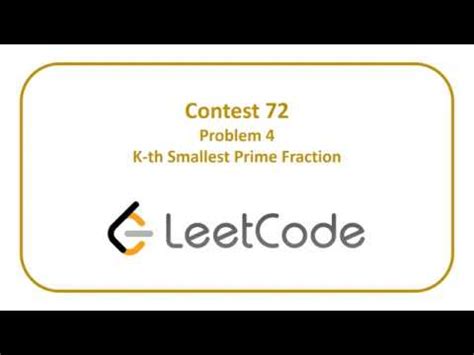 LeetCode Problem K Th Smallest Prime Fraction YouTube