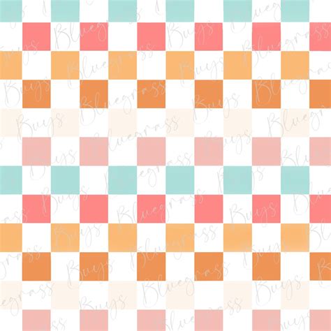 Seamless Checkered Pattern Retro Color Pattern Digital Background Etsy