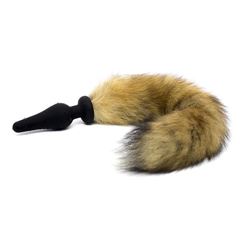 Hot sale 100% True animal hair anal tail anal butt plug black silicone ...