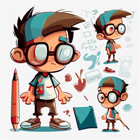 캐릭터가 많은 안경을 쓴 클립 아트 만화 소년 벡터 ~에 클립 아트 만화 Png 일러스트 및 벡터 에 대한 무료 다운로드 Pngtree