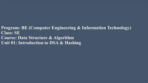 DSA Hashing Intro To Data Structures Algorithms