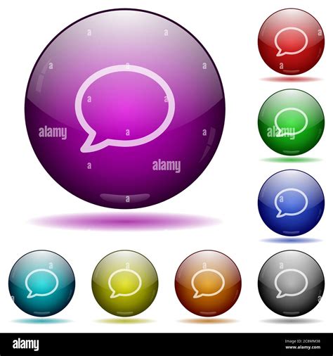 Set Of Color Comment Glass Sphere Buttons With Shadows Arranged Layer