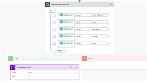 increment score based on responses using power automate microsoft