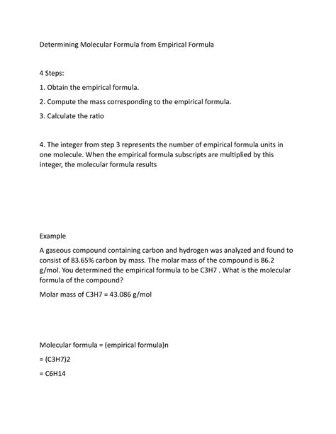 161 Determining Molecular Formula From Empirical Formula Determining Molecular Formula From