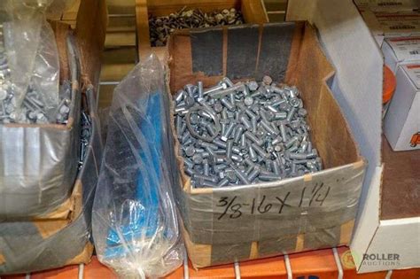 Shelf Of Assorted Electrical Hardware Nuts Bolts Roller Auctions