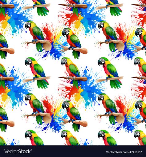 Seamless Water Color Parrot Pattern Repeat Pattern
