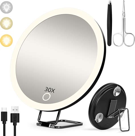 30x Magnifying Mirror With Light 15cm Lighted 30x Magnified Mirror
