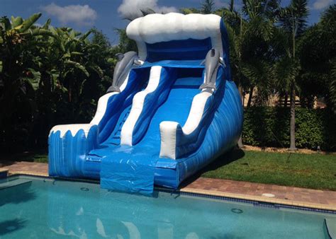 Cuatom Made Size Wave Commercial Inflatable Slide For Mrtal Frame