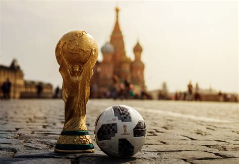 April 16 2018 Moscow Russia Trophy Of The Fifa World Cup And O The