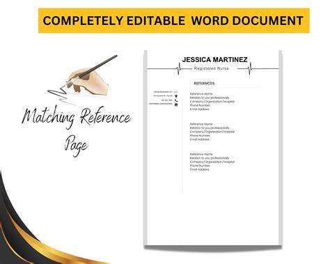 Nursing Resume Template And Cover Letter Editable Word Pages Registered