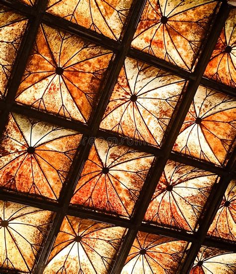 A Classic Brown Glass Roof With A Triangular Pattern Stock Image Image Of Retro Staircase