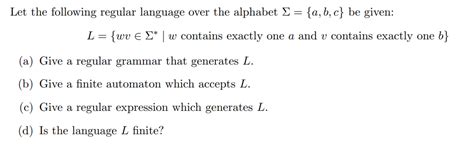 Solved Let The Following Regular Language Over The Alphabet Chegg