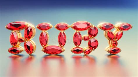 Render Of Name Ruby In Red Jewels Gemstone Letters With Elegant