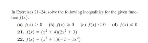 solved in exercises 21 22 solve the following inequalities