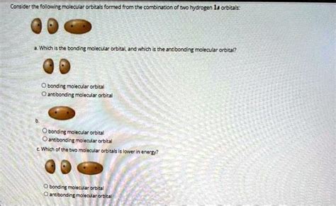 Consider The Following Molecular Orbitals Formed From The Combination Of Two Hydrogen 1s