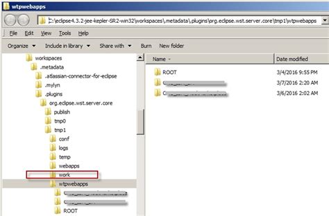 Java Where Is The Work Directory Located For A Tomcat Instance Running In Eclipse Stack