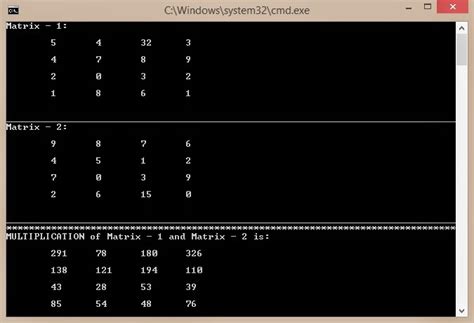 Programming In High Level Languages C Program For Matrix Multiplication