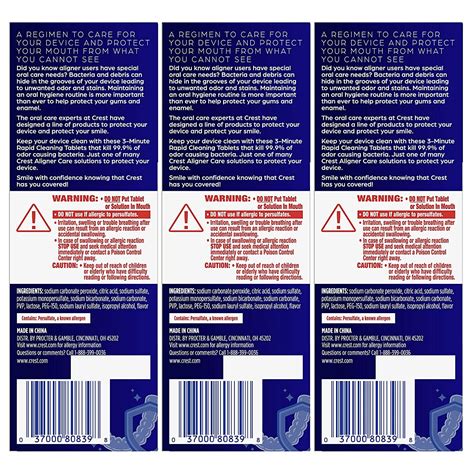 Crest Aligner Care Rapid Cleaning Tablets 60 Count Pack Of 3 For