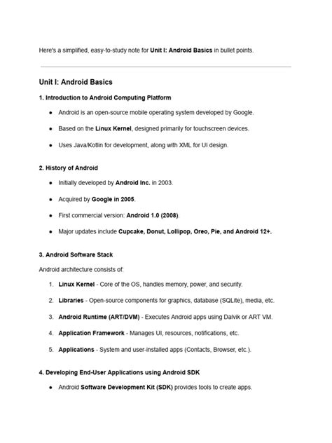 Android Notes And Answers Pdf Android Operating System Mobile App