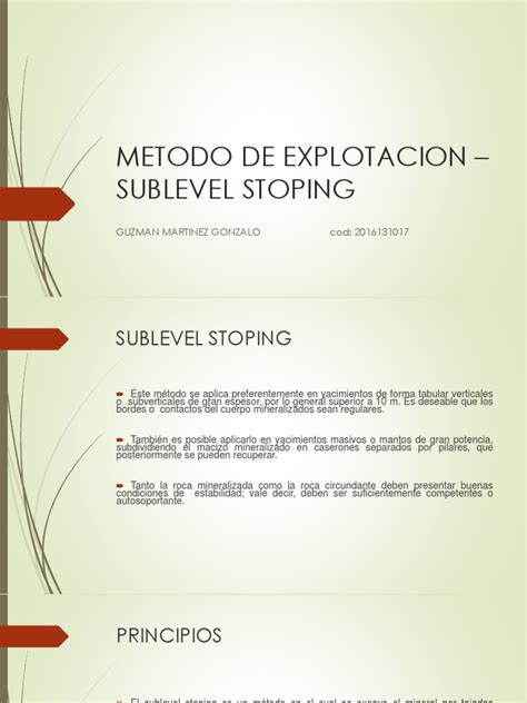 Metodo De Explotacion Sublevel Stoping Pdf Minería Naturaleza