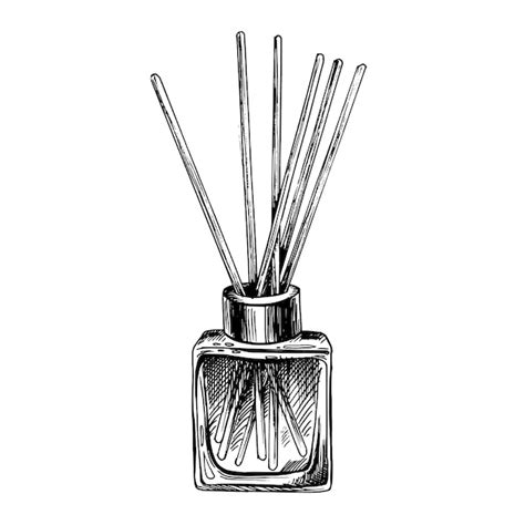 Premium Vector Aroma Diffuser In A Square Glass Bottle With Sticks