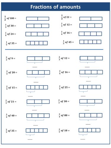 Fractions Of Amounts Worksheet Teaching Resources
