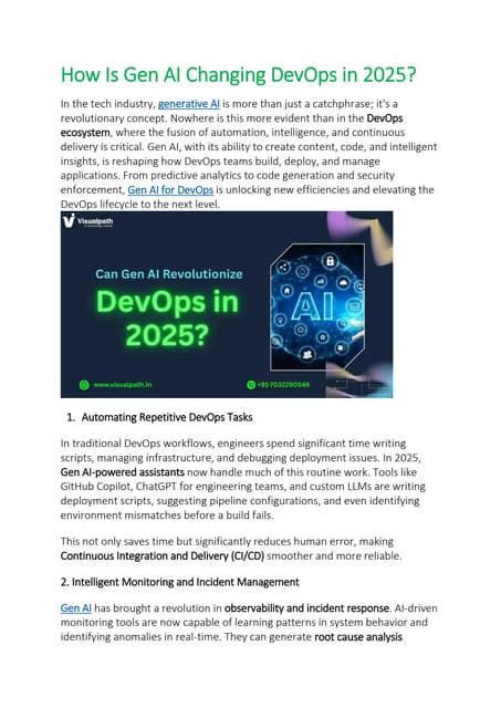 Generative Ai For Devops Online Training Ai For Devopspdf
