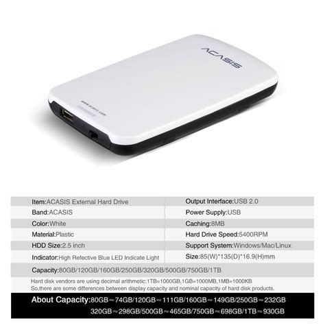 Acasis Portable External Hard Drive Disk Hdd Gb Grandado