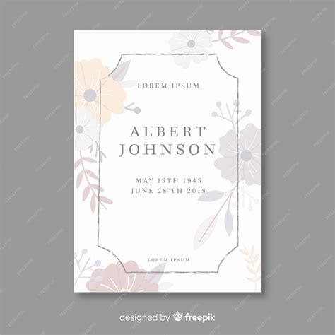 장례식 카드 템플릿 무료 벡터