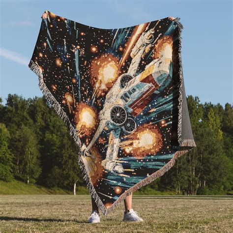 Star Wars X Wing Woven Blanket Sci Fi Tapestry Throw Etsy
