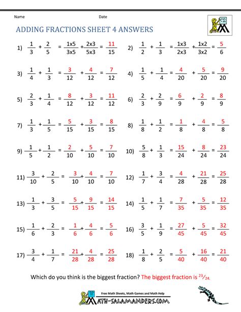 Adding Fractions Worksheets Worksheets Library