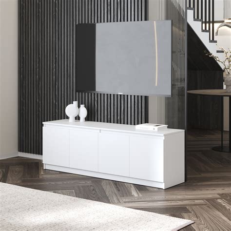 Тумба з полицями на 4 двері тумбочка під телевізор з фасадами без