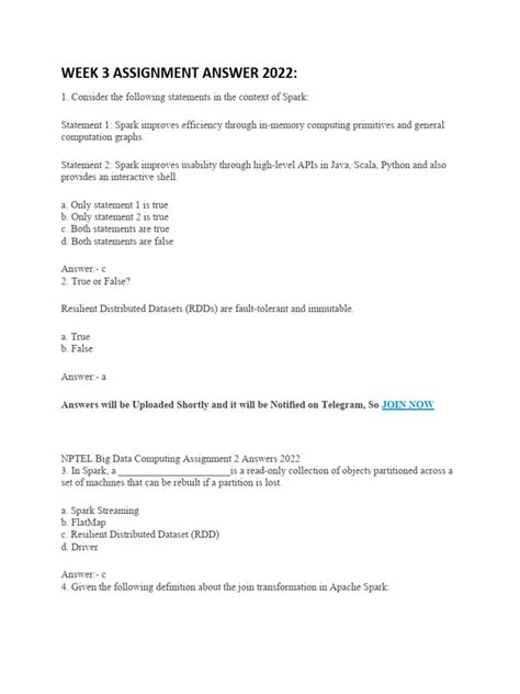 Week 3 Assignment Answer 2022 Pdf Apache Spark Information Science