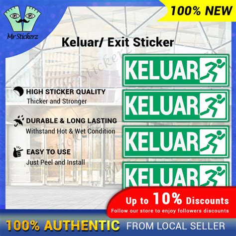 Exit Sticker Keluar Sign Sticker High Sticker Quality Long Lasting