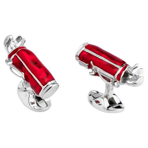 Deakin And Francis Sterling Silver Red Enamel Racing Car Cufflinks For